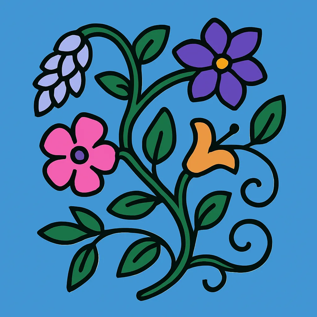 Free Printable Vines with Flowers Coloring Pages