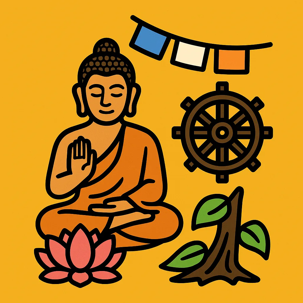 Free Printable Buddhism Symbols & Figures Coloring Pages