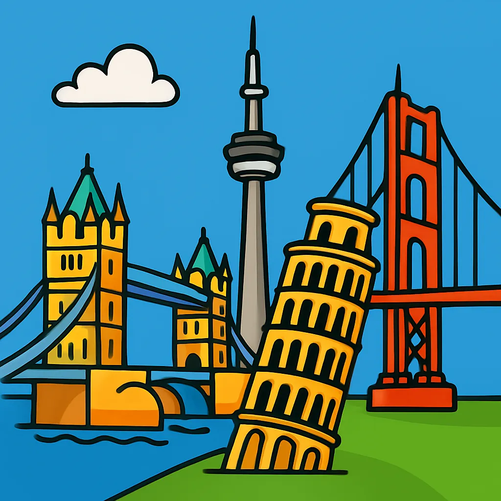Free Printable Famous Bridges & Towers Coloring Pages