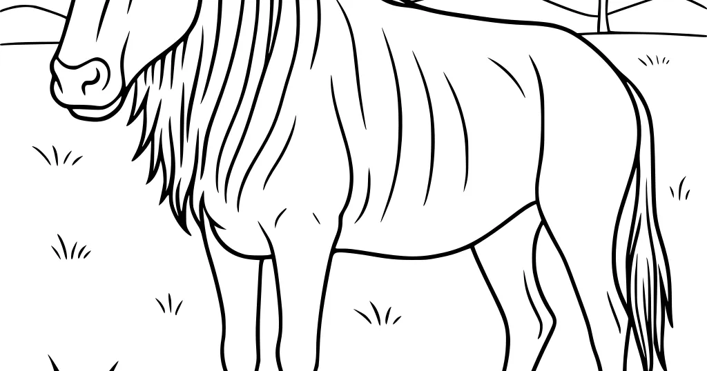 Wildebeest Watches the Savannah Grasses - Coloring Circus